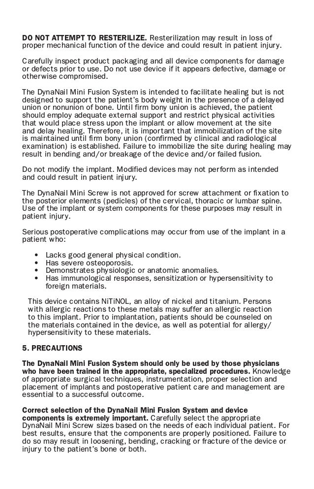 DynaNail® Mini Fusion System | DJO Global | PDF
