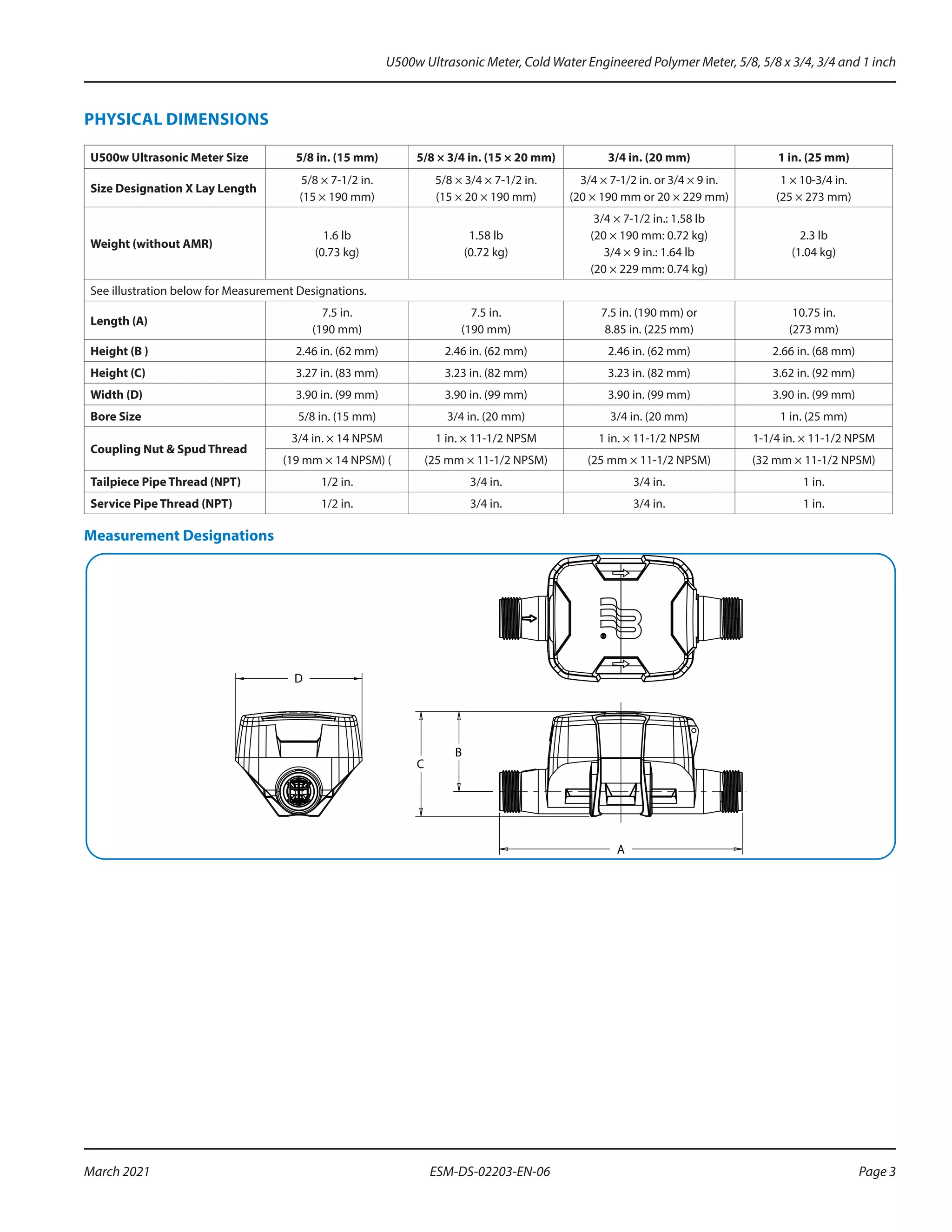 Dynasonics u500w datasheet badger meter ultrasonic cold water meter_product line 2 | PDF