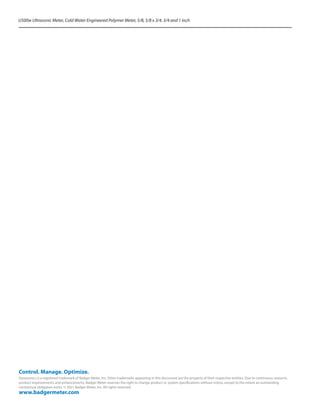 Dynasonics u500w datasheet badger meter ultrasonic cold water meter_product line 2 | PDF