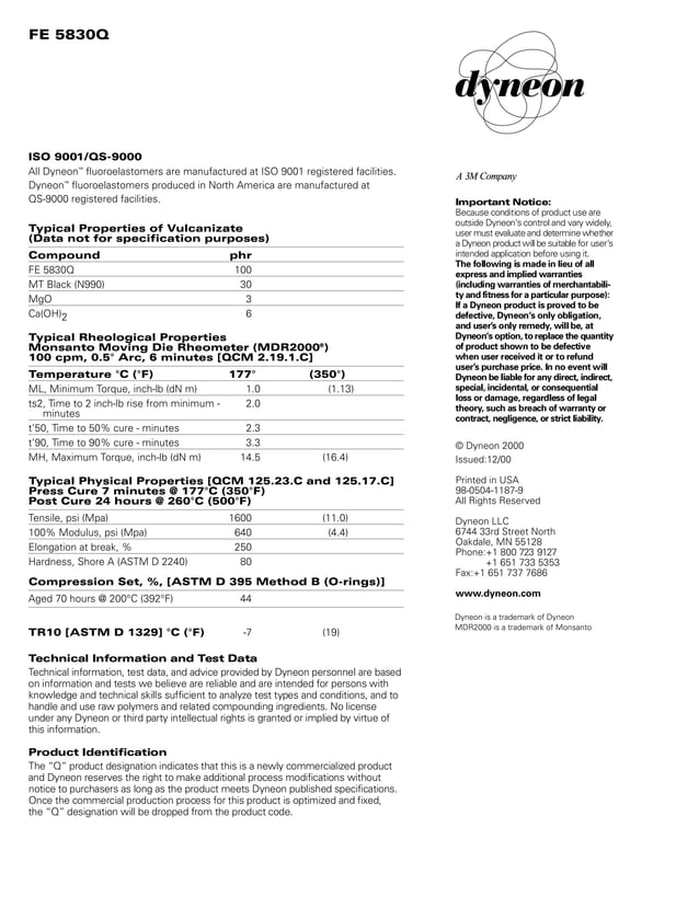 Dyneon fe 5830 q | PDF | Chemistry | Science