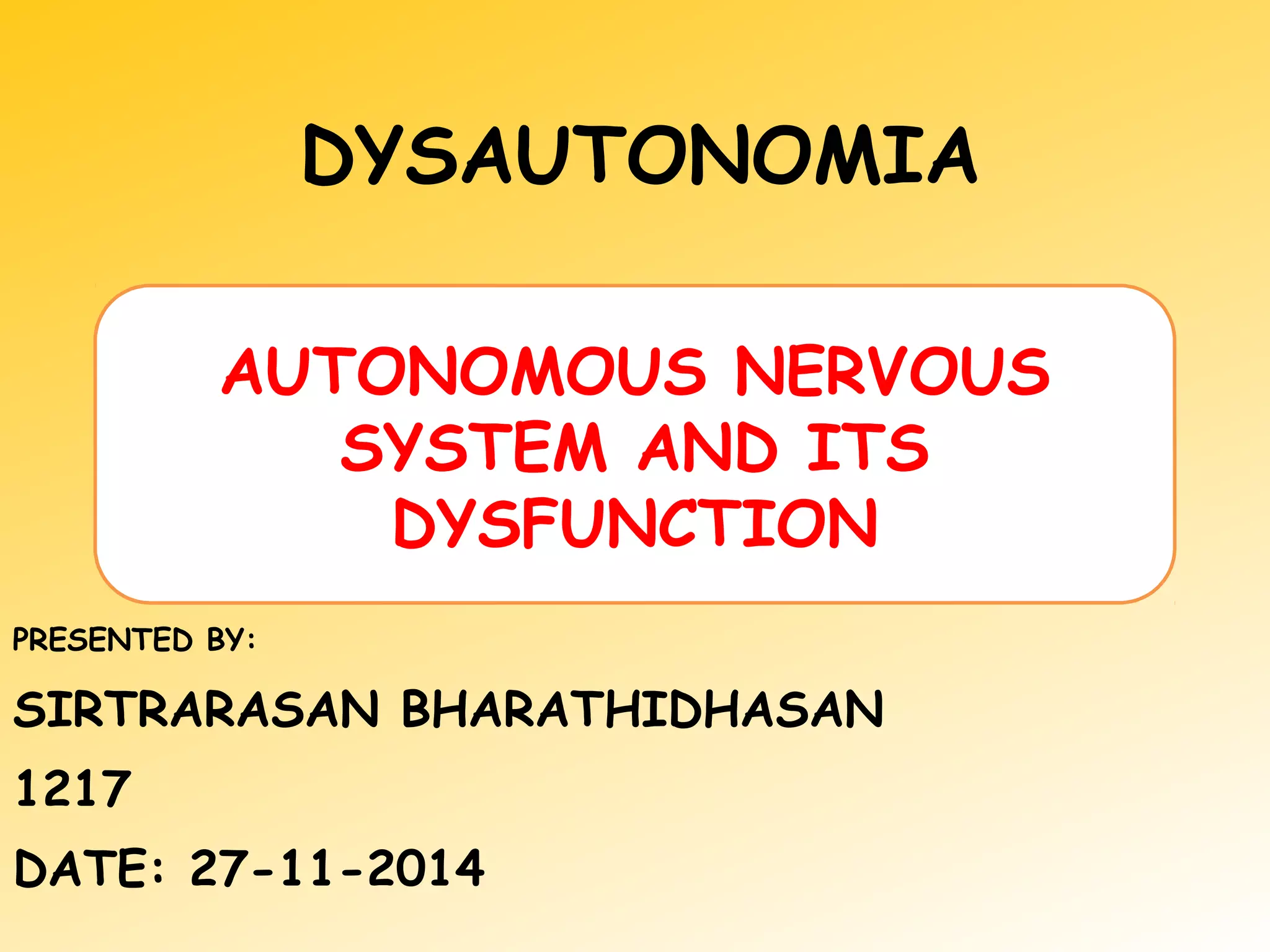 Dysautonomia | PPT