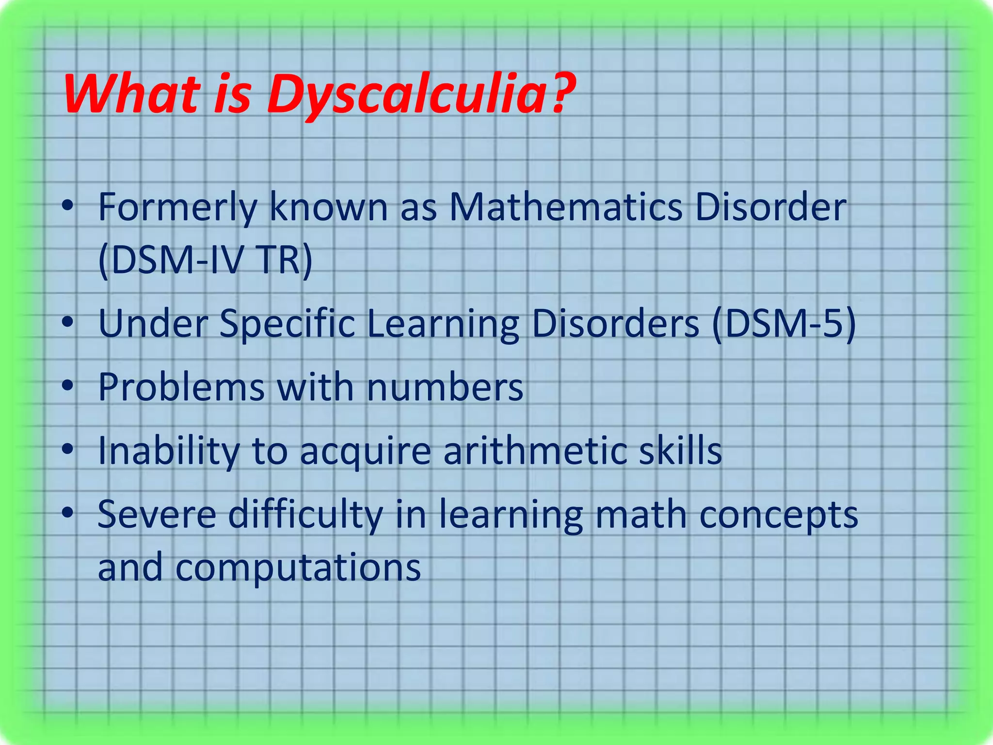 Dyscalculia | PPTX