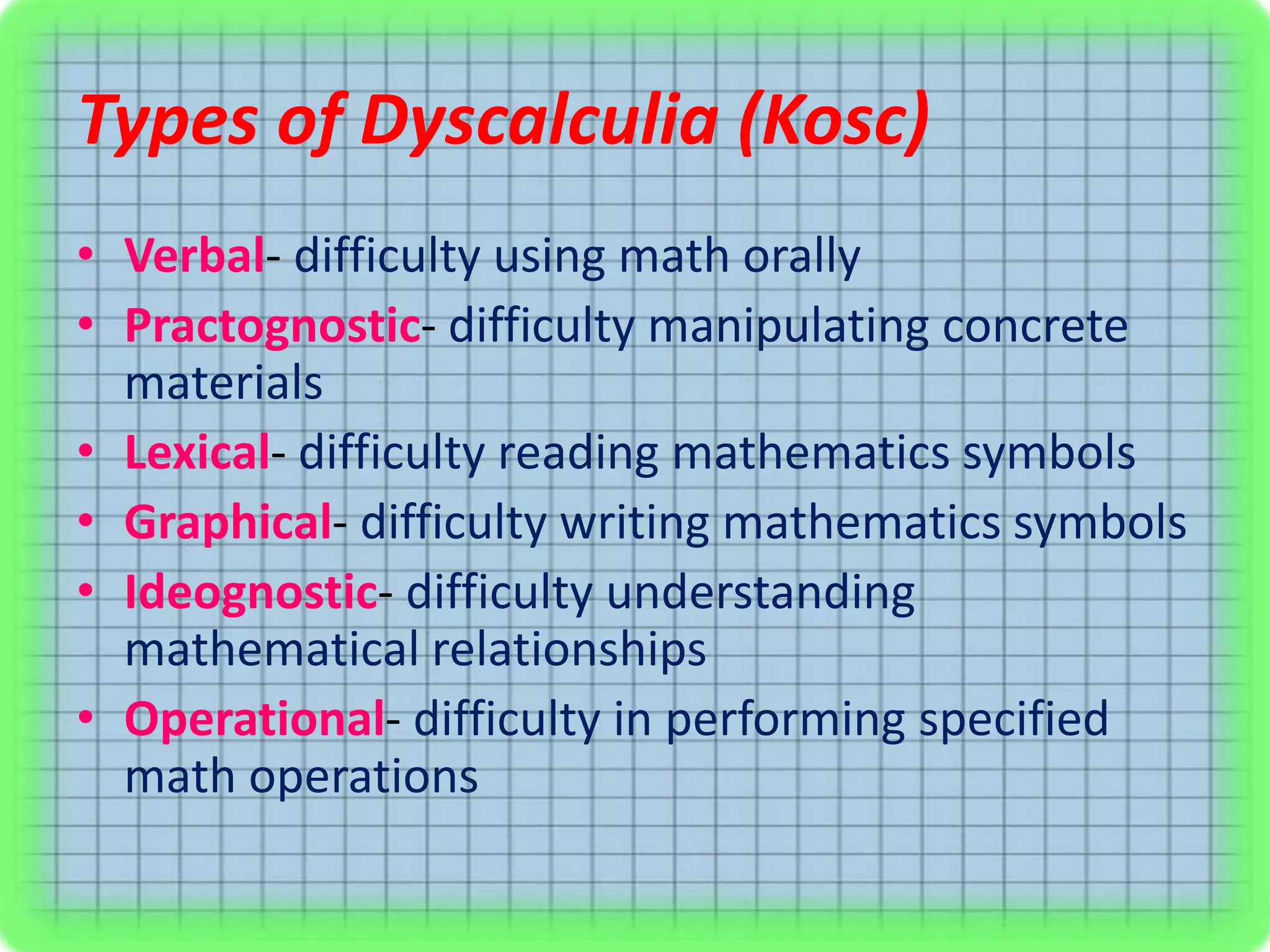 Dyscalculia | PPTX