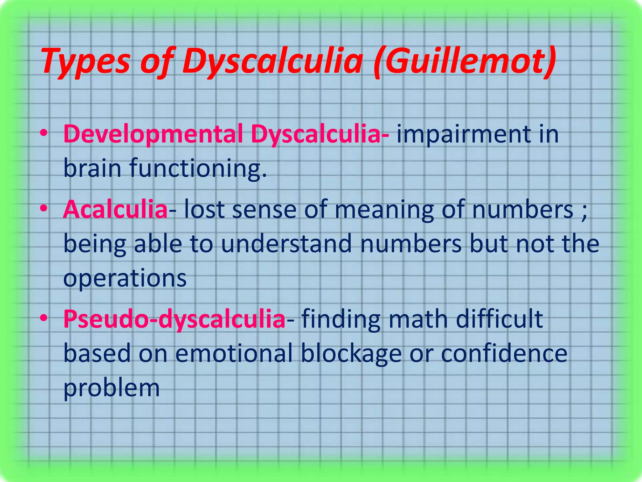 Dyscalculia | PPTX