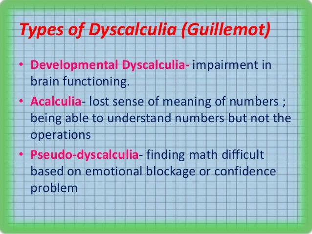 Dyscalculia