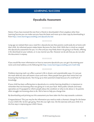 Dyscalculia test revised | PDF