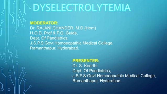 Dyselectrolytemia | PPTX | Endocrine and Metabolic Diseases | Diseases and Conditions