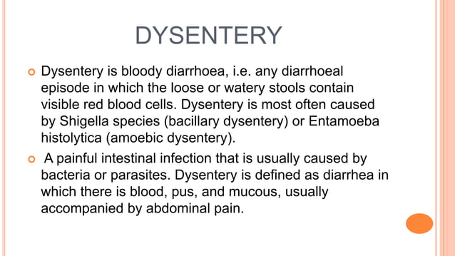 Dysentery/Bloody diarrhea | PPTX | Infectious Diseases | Diseases and ...