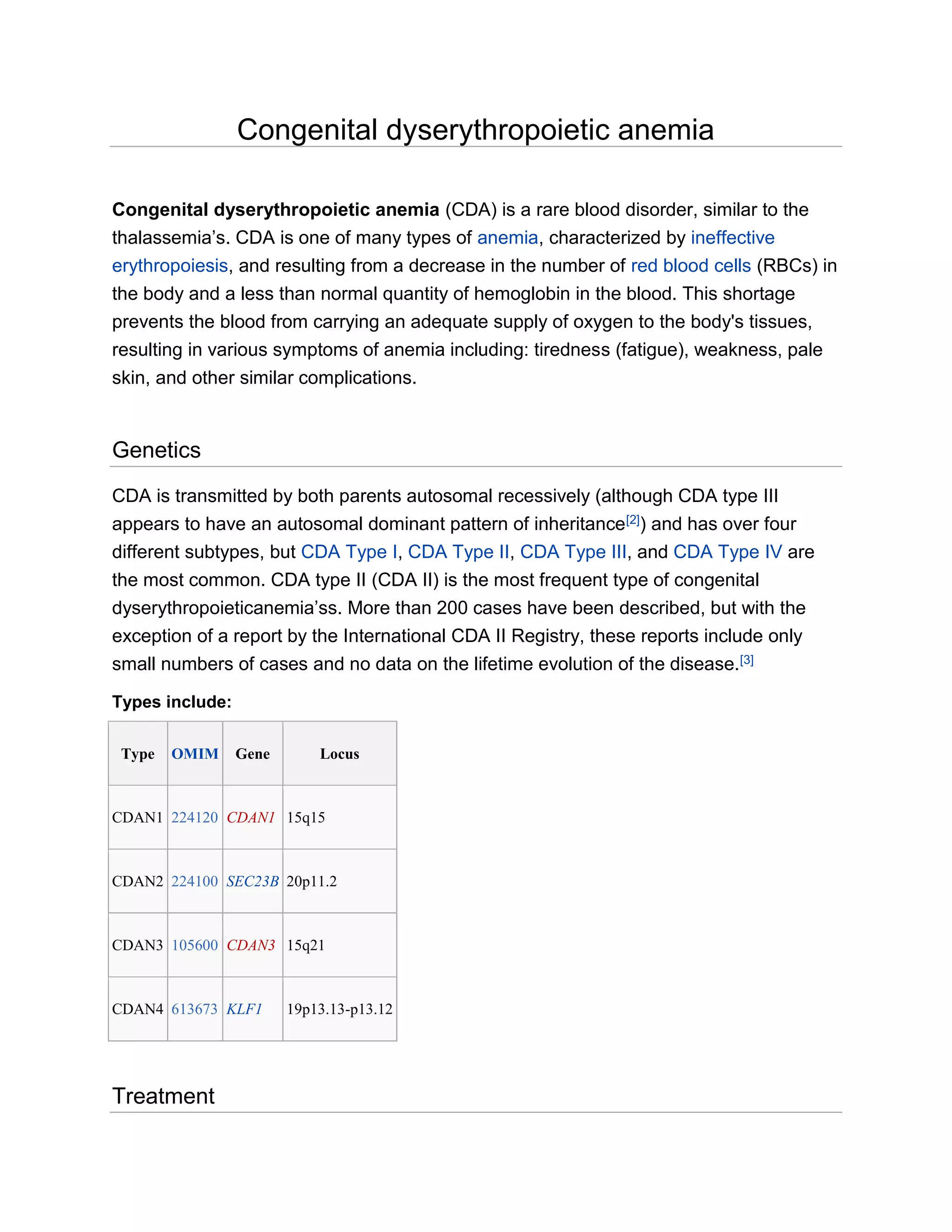 Dyserythropoietic anaemia | DOCX