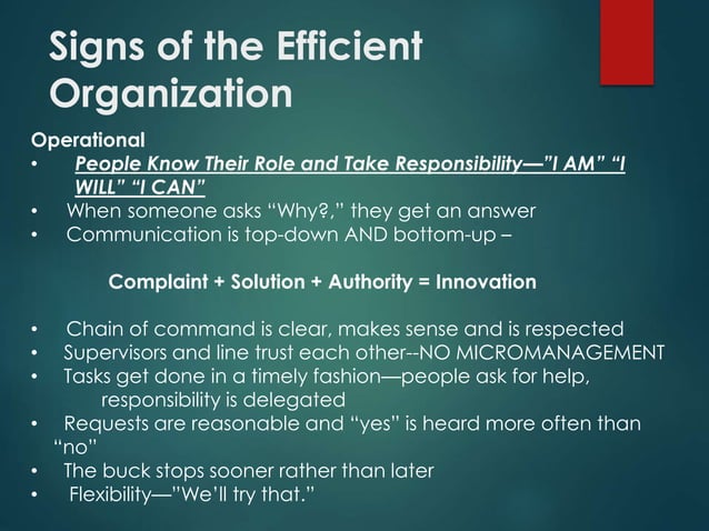 The Efficient Organization vs. The Dysfunctional Organization | PPT