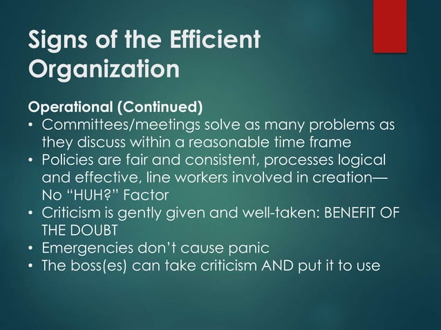 The Efficient Organization vs. The Dysfunctional Organization | PPT