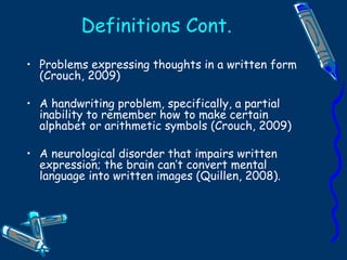 Dysgraphia | PPT | Free Download