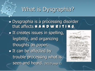 Dysgraphia | PPTX
