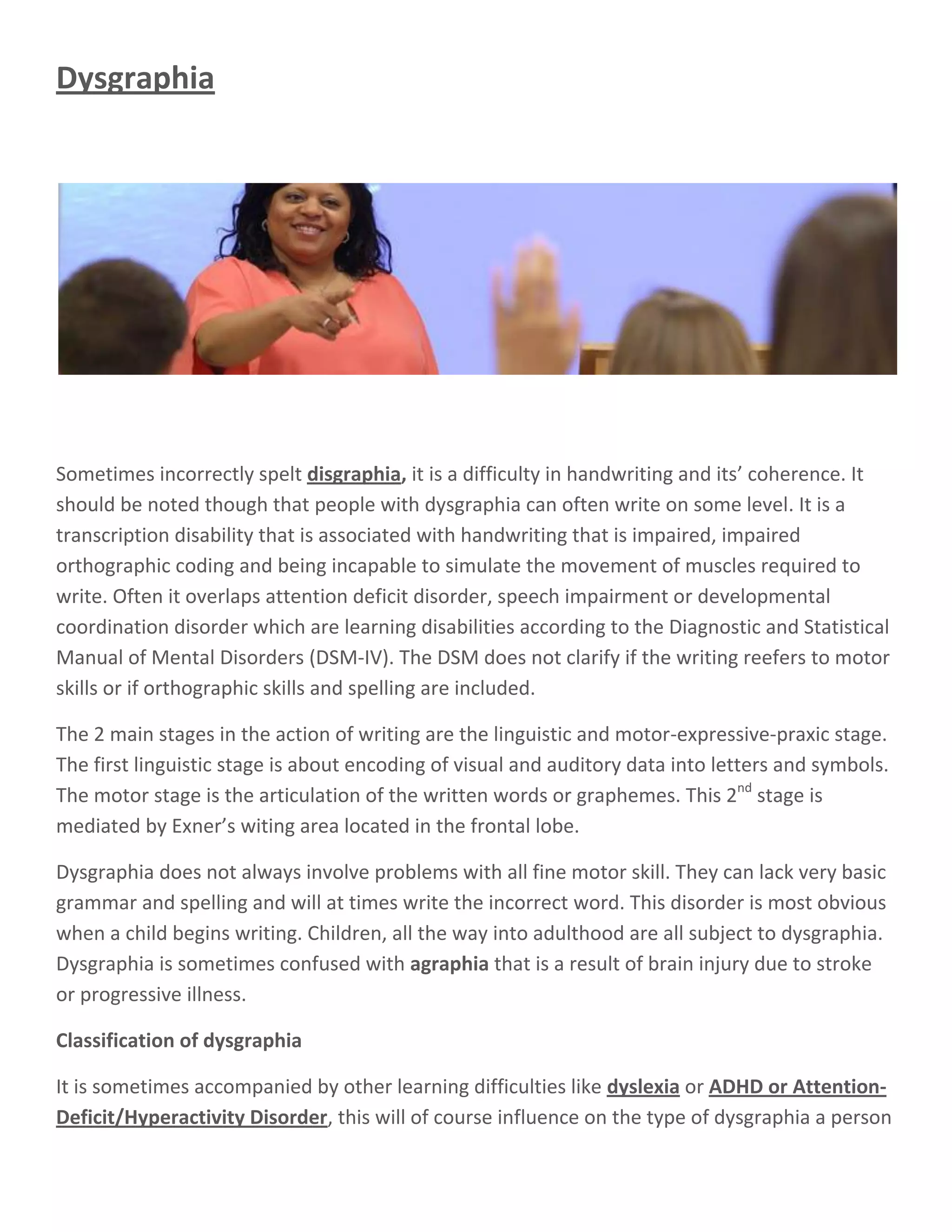 Dysgraphia - Assistivemart | PDF