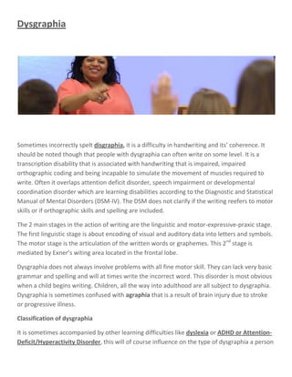 Dysgraphia - Assistivemart | PDF