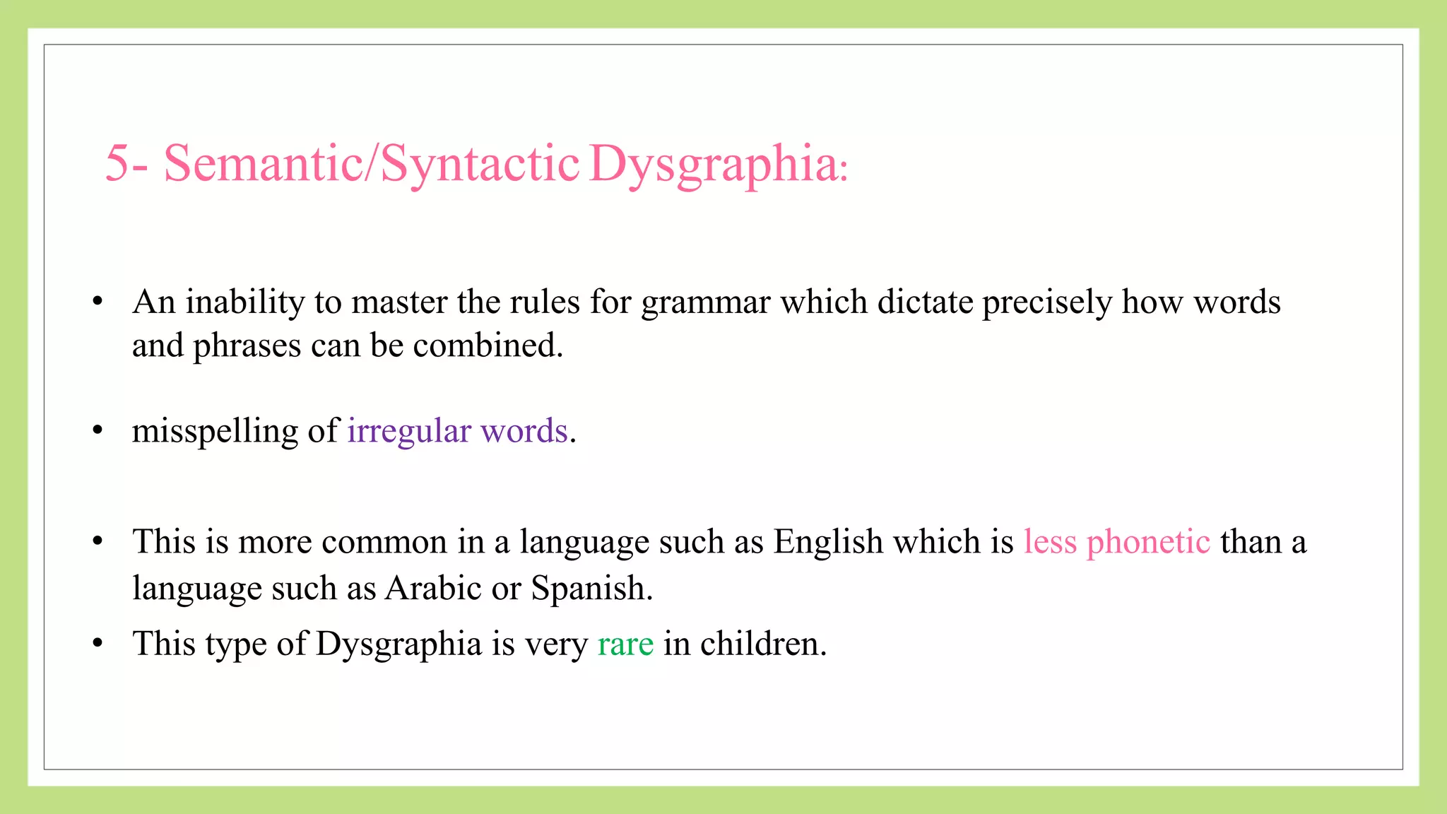 Dysgraphia Speech Therapy | PPTX