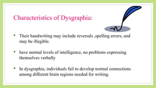Dysgraphia Speech Therapy | PPTX | Brain and Nervous System Disorders ...