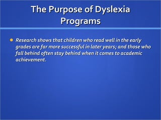 Dyslexia Education | PPT | Special Education | Education