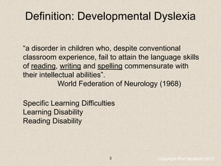 Cerebellum and Cognitive-sensory motor skill in developmental Dyslexia ...