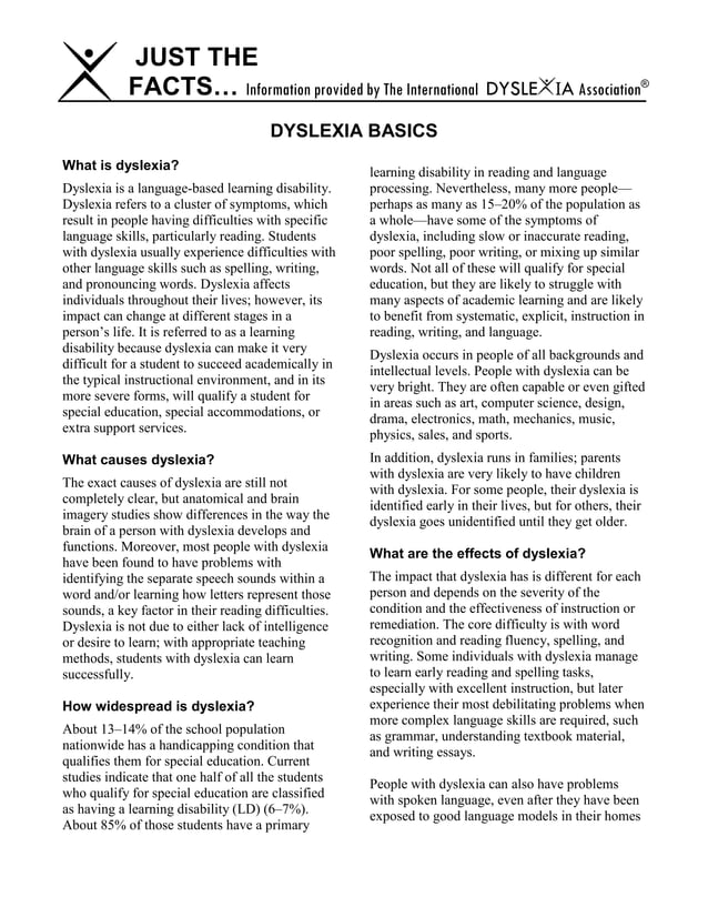 Dyslexia basics fact_sheet_2017 | PDF