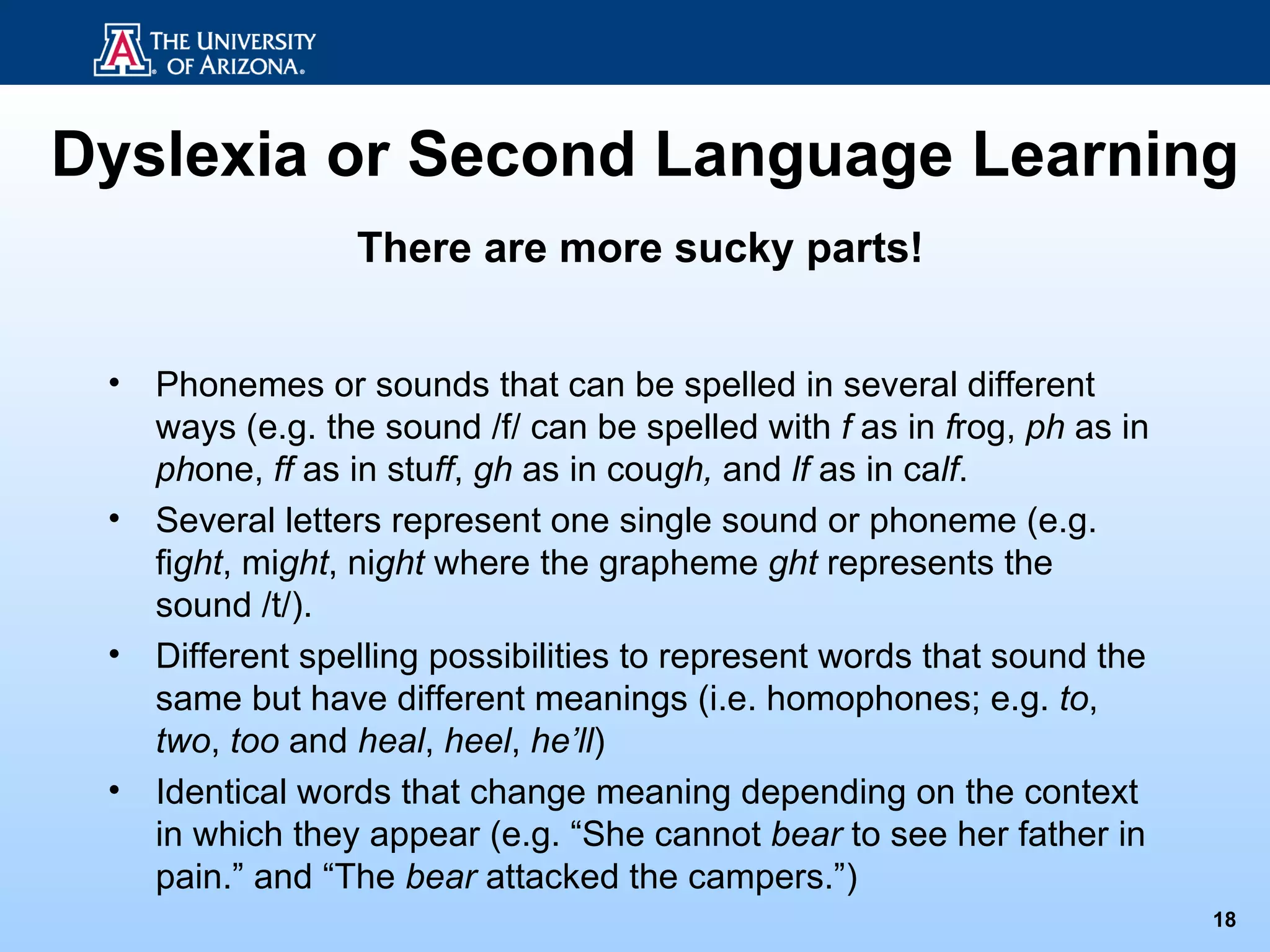 Dyslexia or Second Language Learning? | PPT