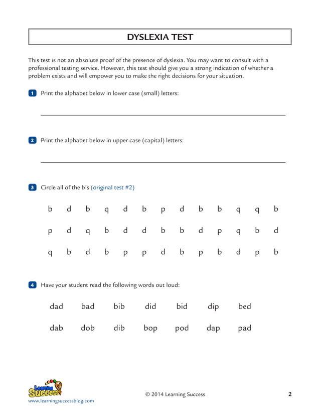 Dyslexia Test Dyslexia Test