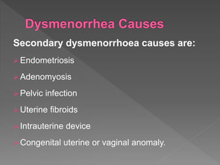 Dysmenorrhea Symptoms