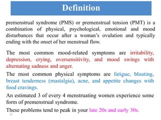Dysmenorrhoea, PMS, Vaginal discharge, Mastitis.pptx