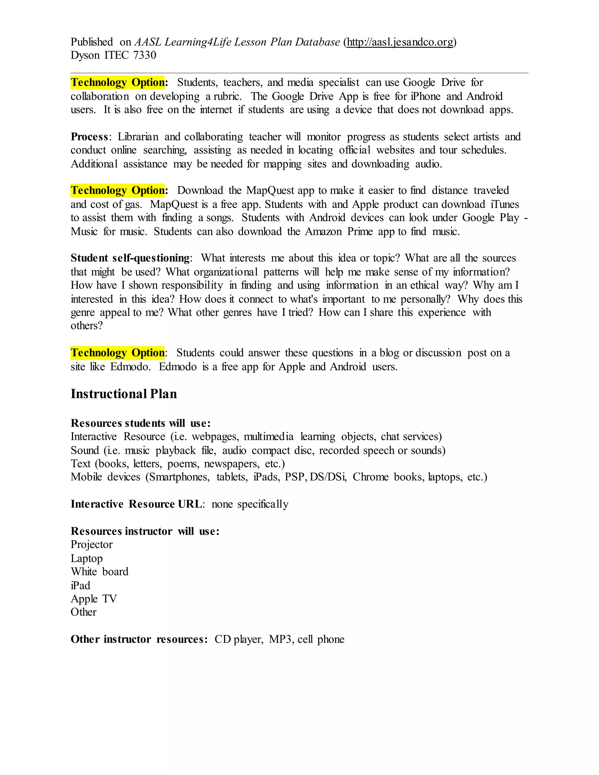 Dyson c mobile learning lesson plan 7330 | DOCX