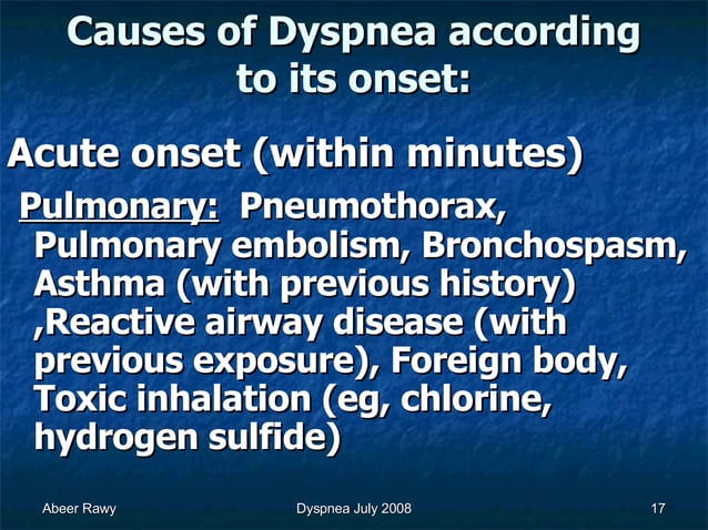 Dyspnea | PPT | Lung and Respiratory Health | Diseases and Conditions