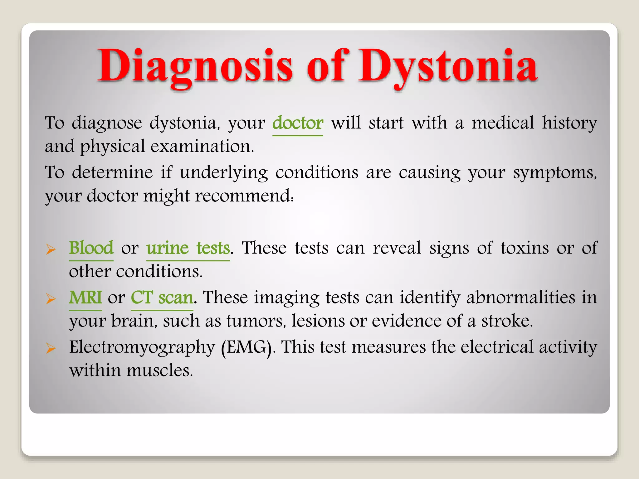Dystonia: Causes, Types, Symptoms, and Treatments | PPTX