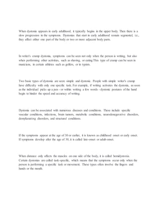 Dystonia – are you aware of this movement disorder - diseases and ...