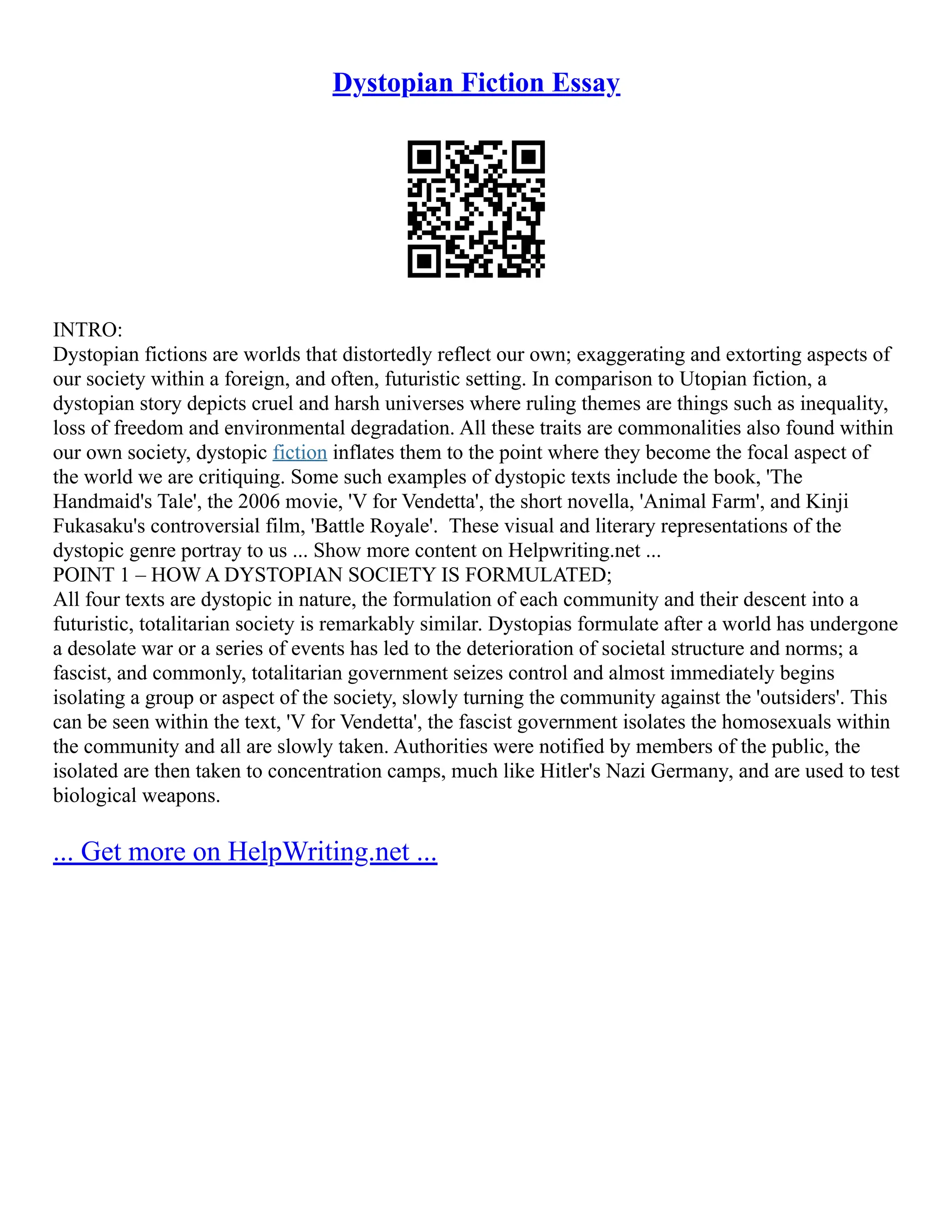 Dystopian Themes In 1984 | PDF