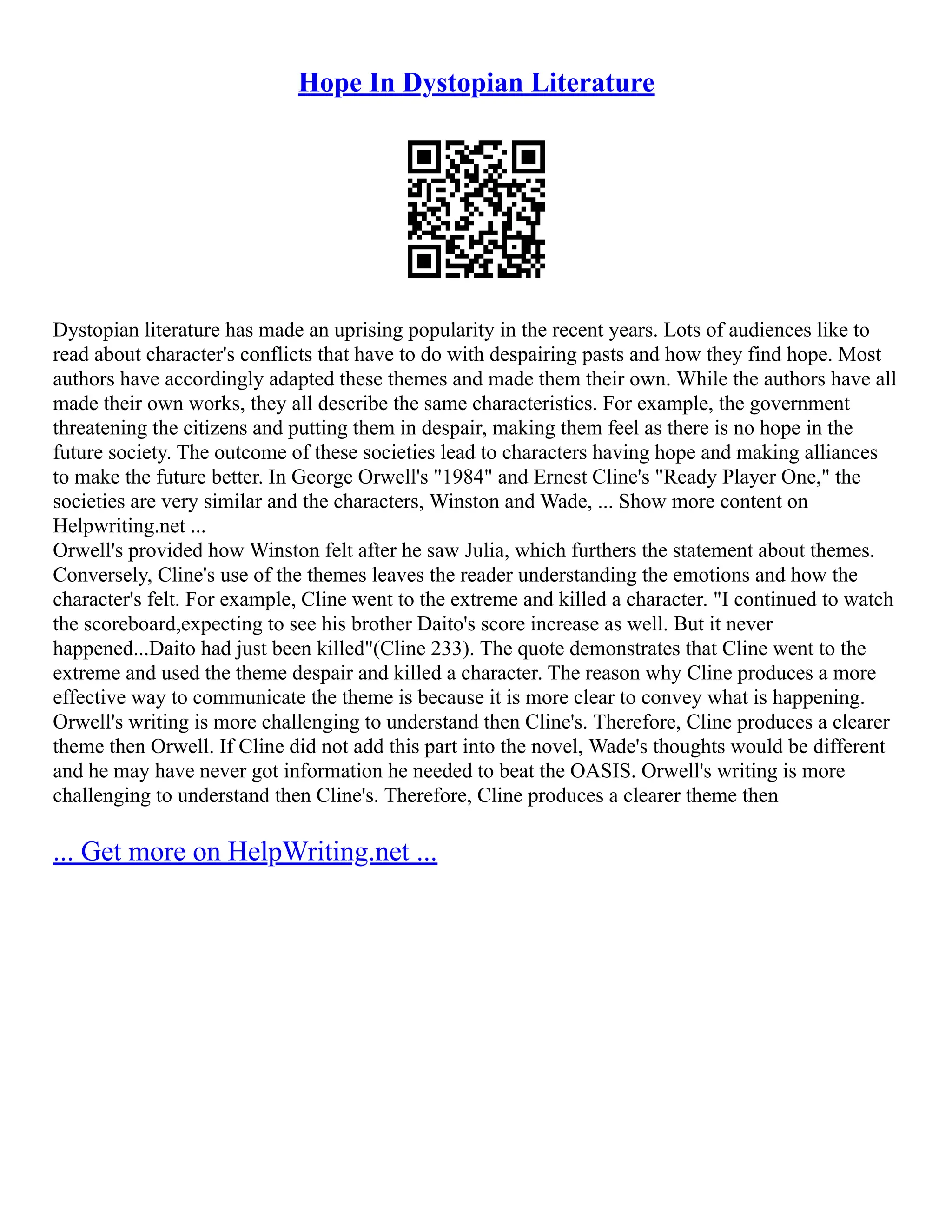 Dystopian Themes In 1984 | PDF