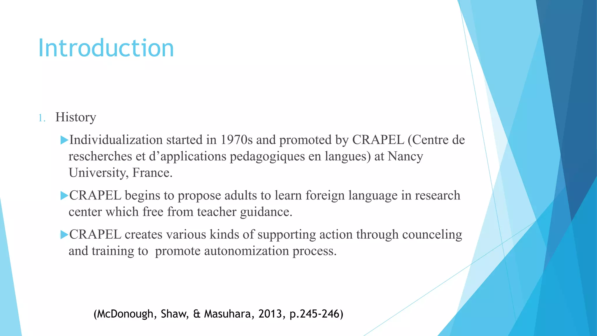 Individualization, Self-Access and Learner Training & Observing the ...