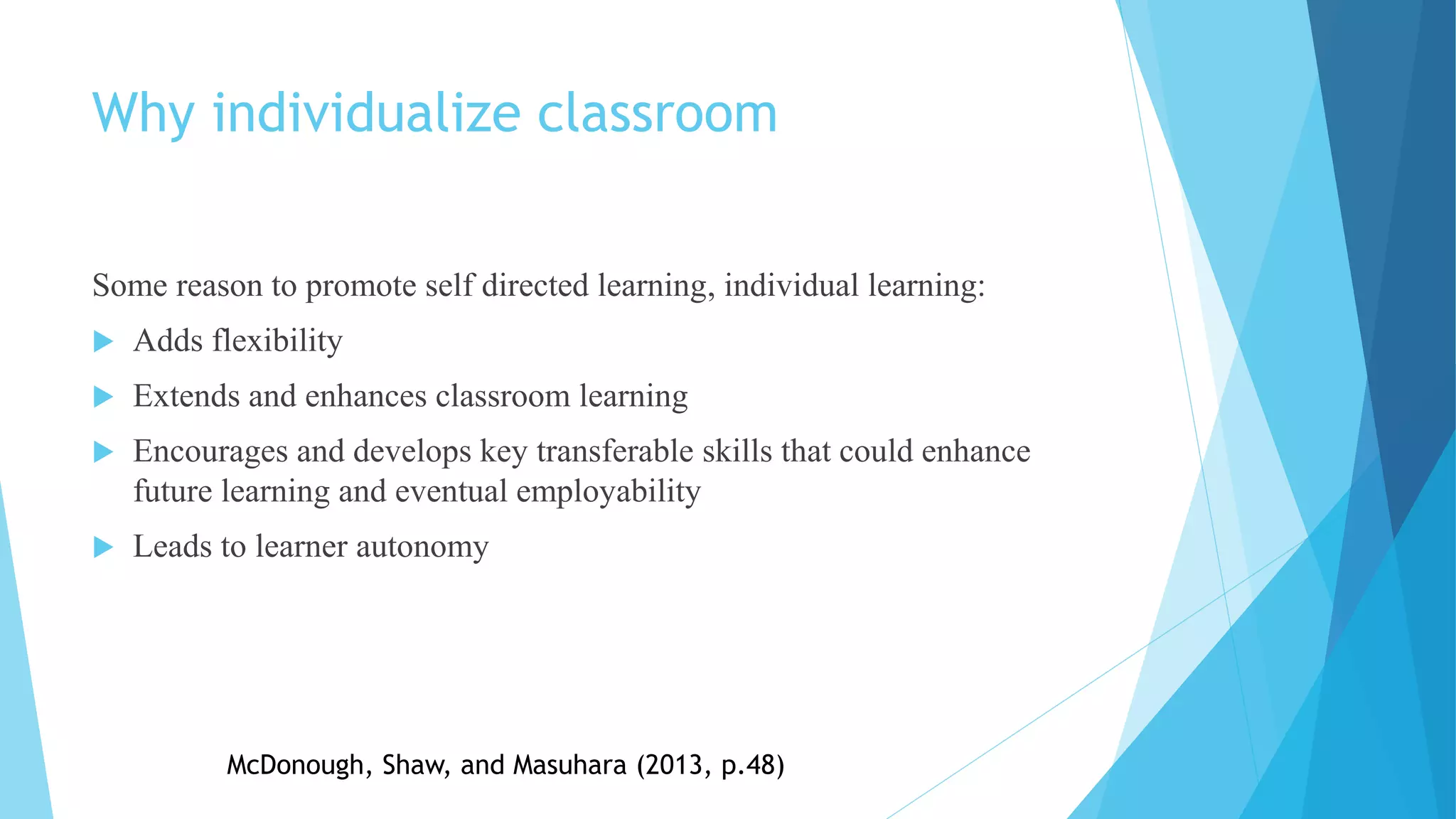 Individualization, Self-Access and Learner Training & Observing the ...