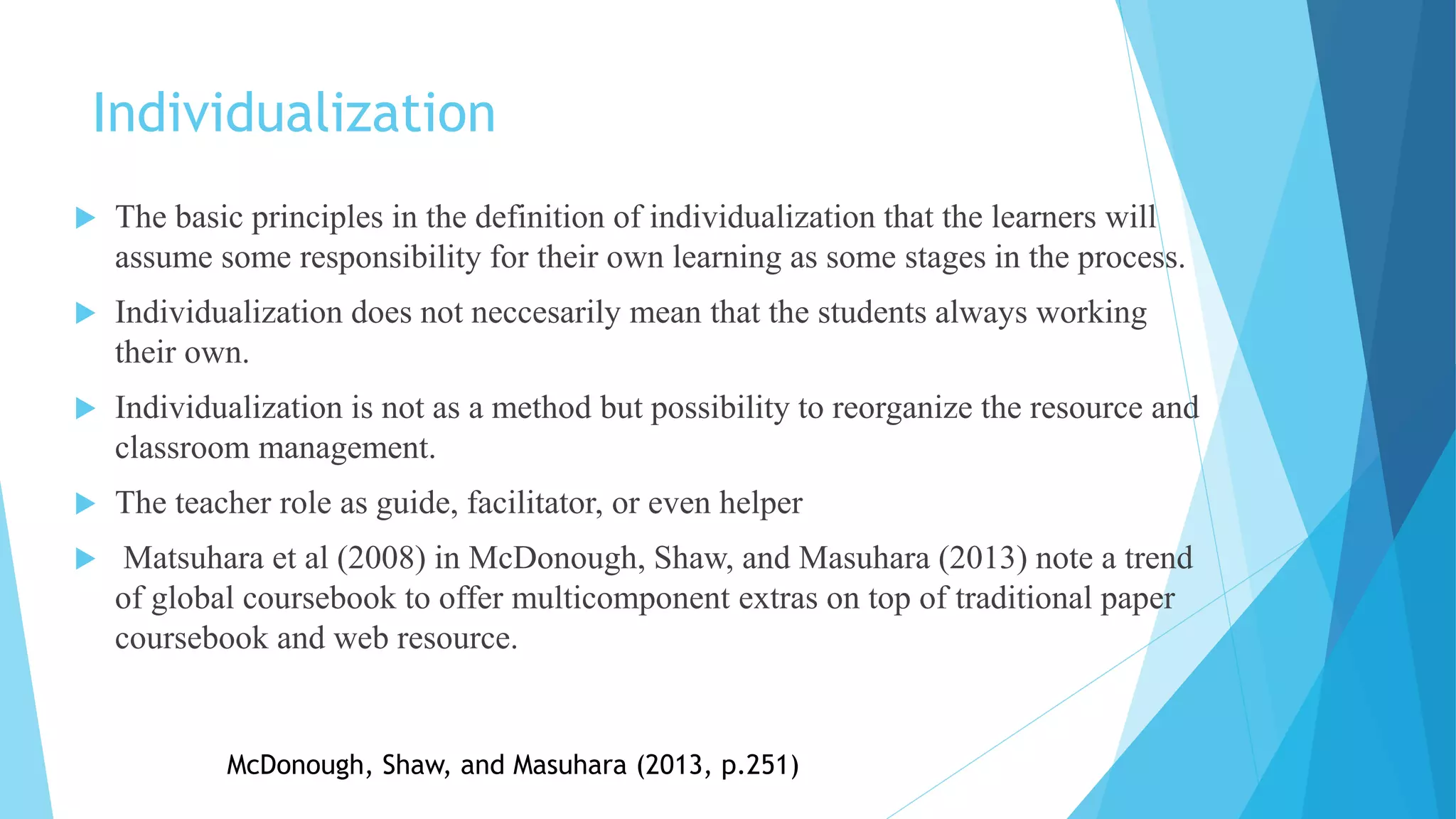 Individualization, Self-Access and Learner Training & Observing the ...