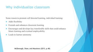 Individualization, Self-Access and Learner Training & Observing the ...