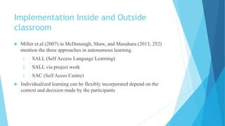 Individualization, Self-Access and Learner Training & Observing the ...