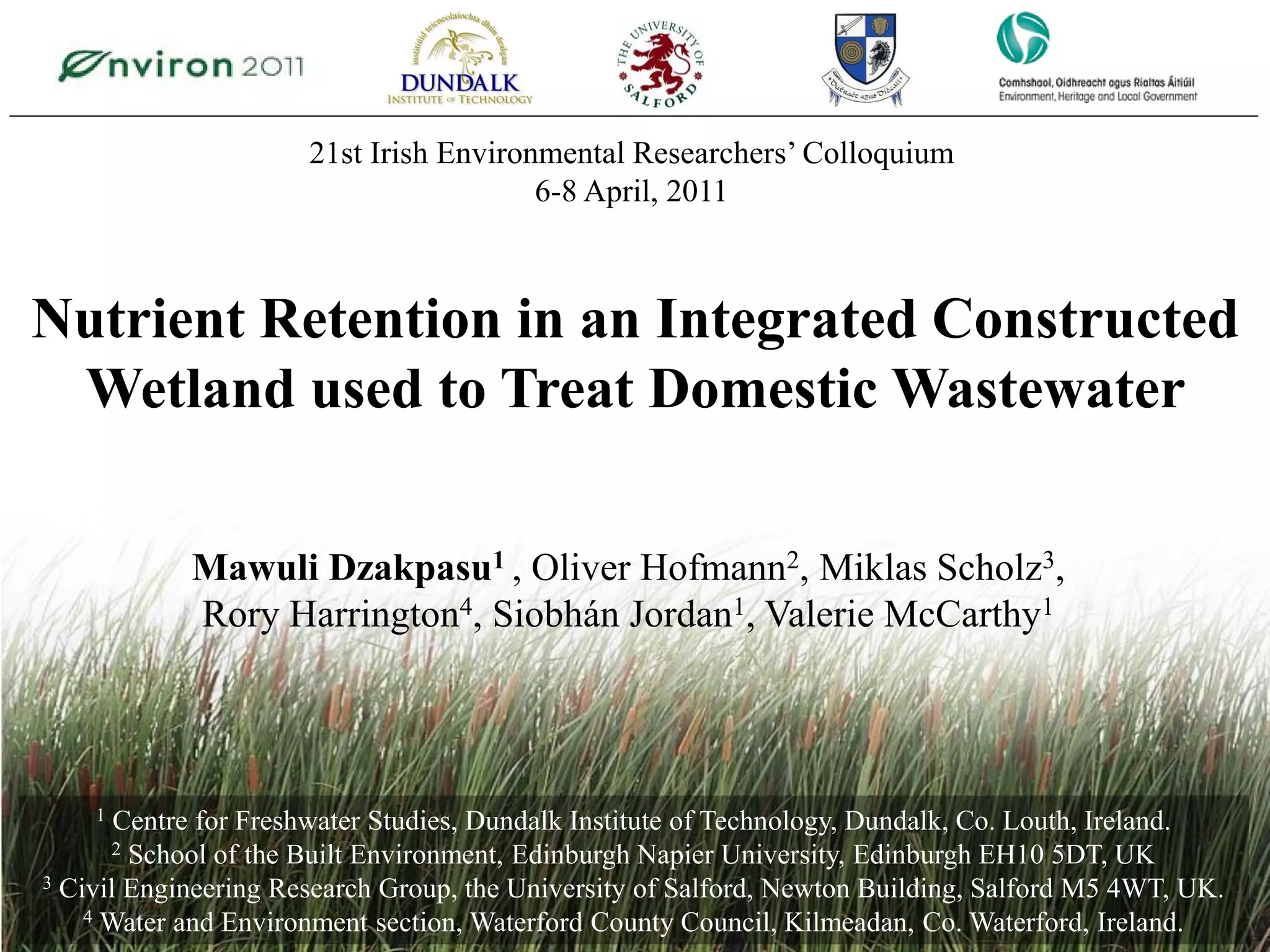 Nutrient Retention in an Integrated Constructed Wetland used to Treat ...