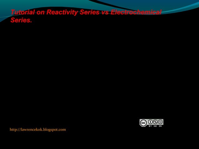 IB Chemistry on Reactivity Series vs Electrochemical Series | PPT
