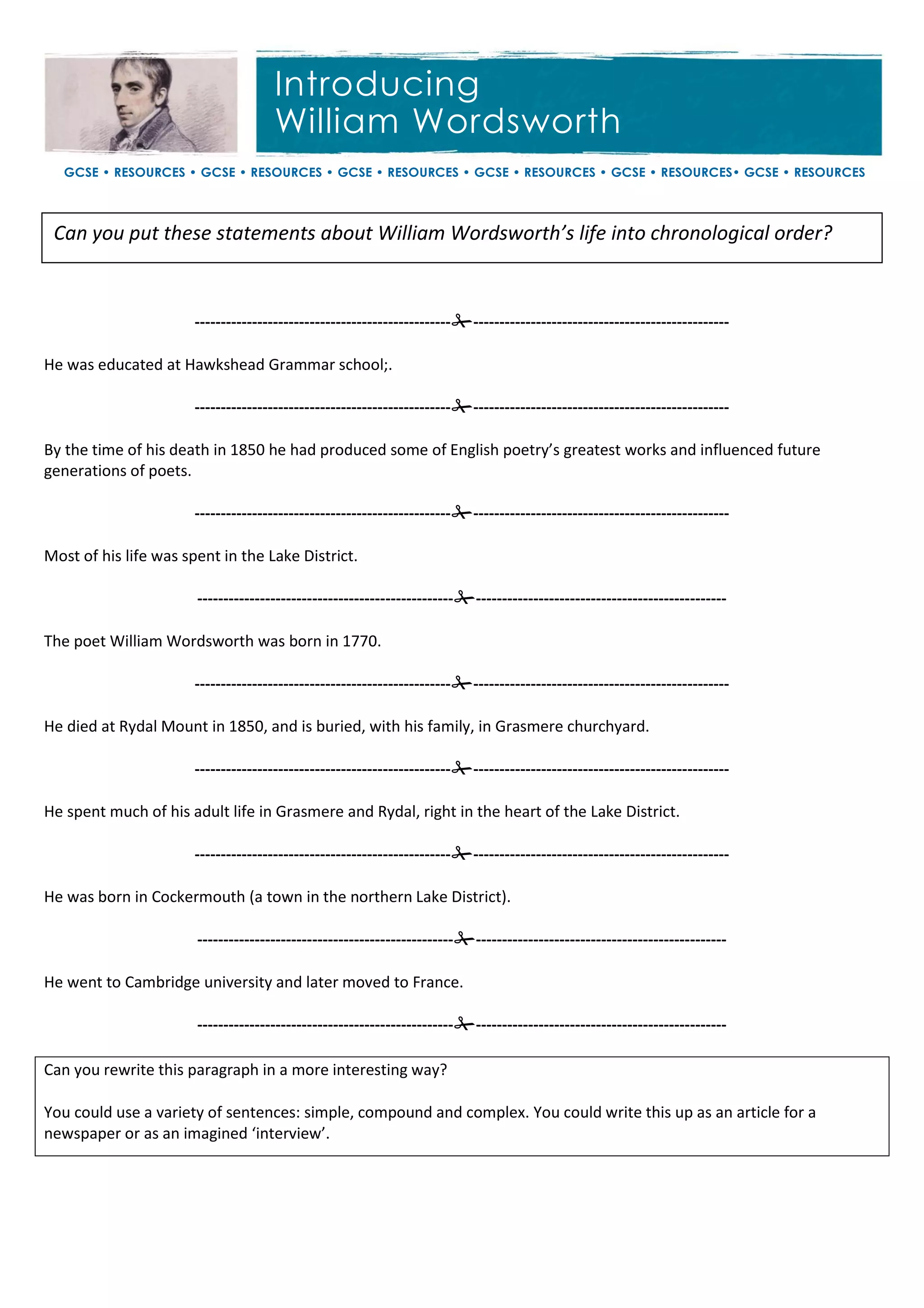 Introducing william wordsworth secondary pack(1) 1(0) | PDF