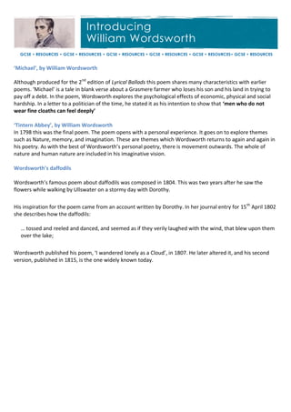 Introducing william wordsworth secondary pack(1) 1(0) | PDF