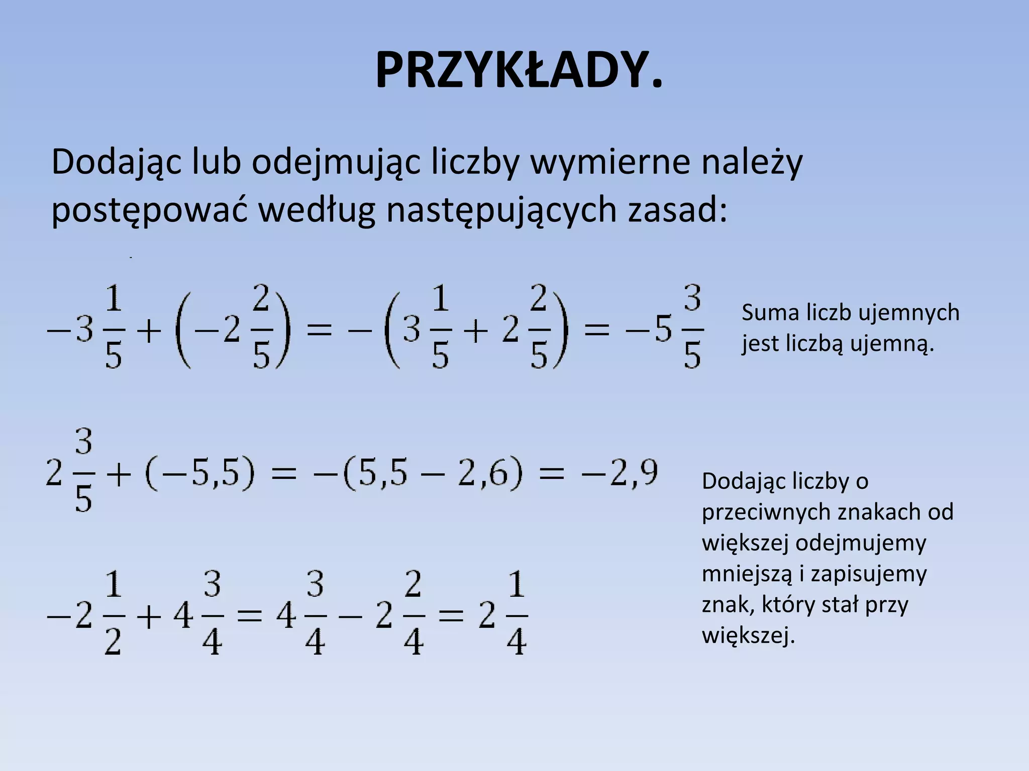 Dzialania na liczbach_wymiernych | PPT