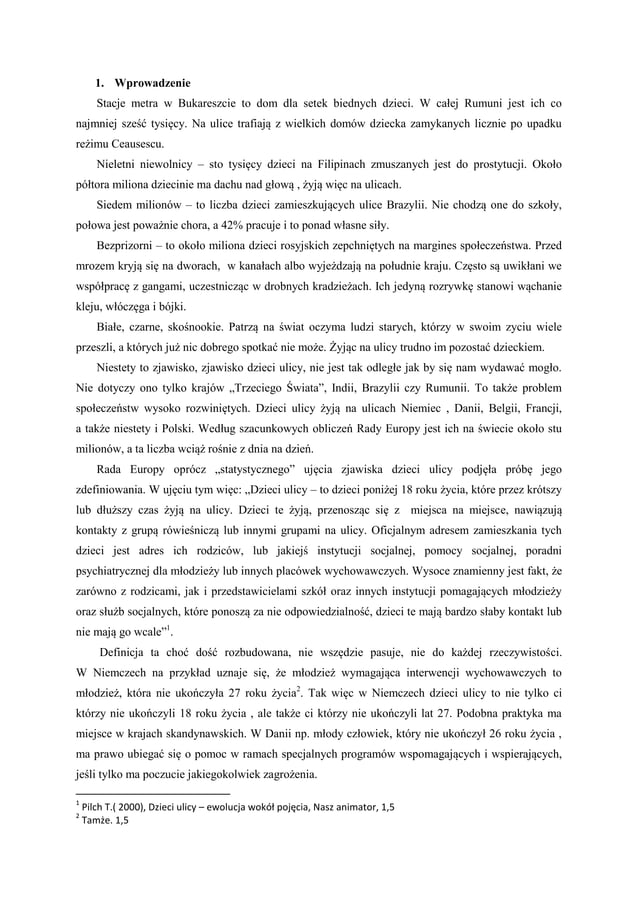 Dzieci ulicy praca | PDF