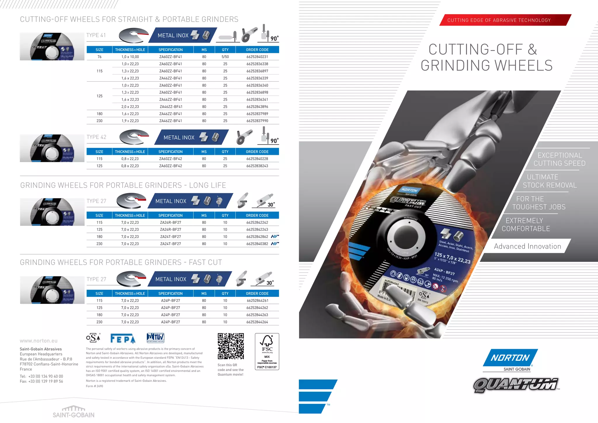 Brochure Norton Quantum grinding and cutting-off wheels | PPT