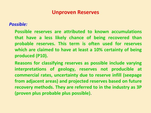 Estmation of oil & gas proven probable posiible | PPT | Geology | Science