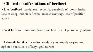 Thiamine-Biologic action, Requirements, Dietary sources, Deficiency, Diagnosis, Treatment | PPTX