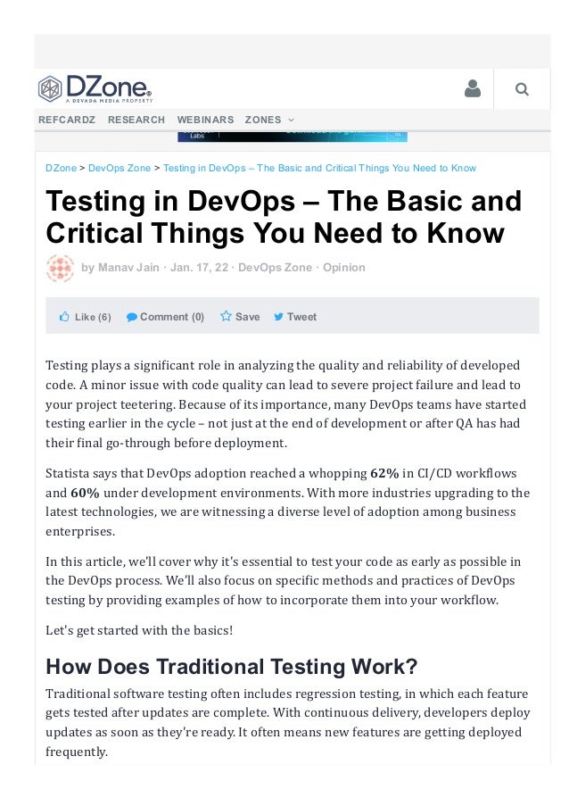 Testing in DevOps – The Basic and Critical Things You Need to Know | PDF