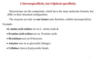 E 03 Mechanism of Enzyme action & Enzyme specificity | PPTX